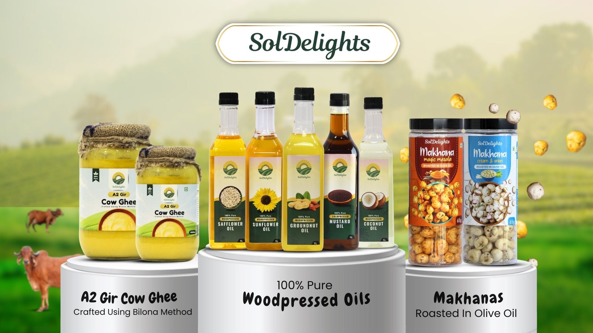 100% Pure Woodpressed oils | A2 Gir Cow Ghee | Roasted Makhanas